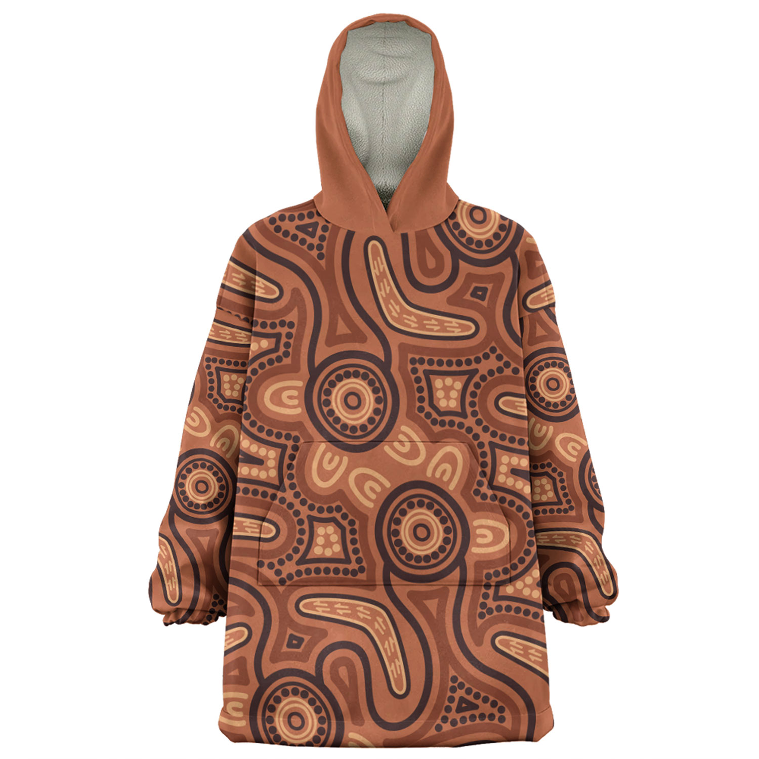 Australia Dot Painting Inspired Aboriginal Snug Hoodie - Brown ...