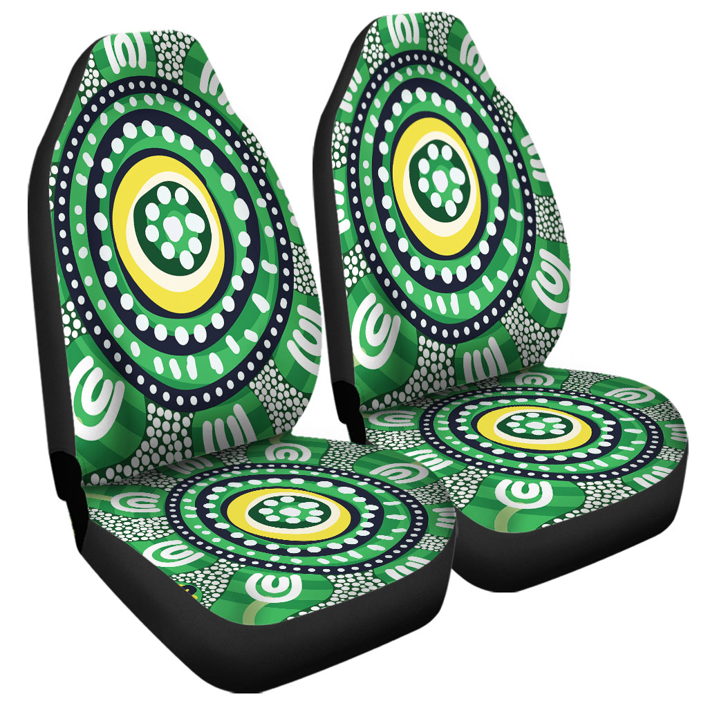 Australia Dot Painting Inspired Aboriginal Car Seat Cover - Green ...