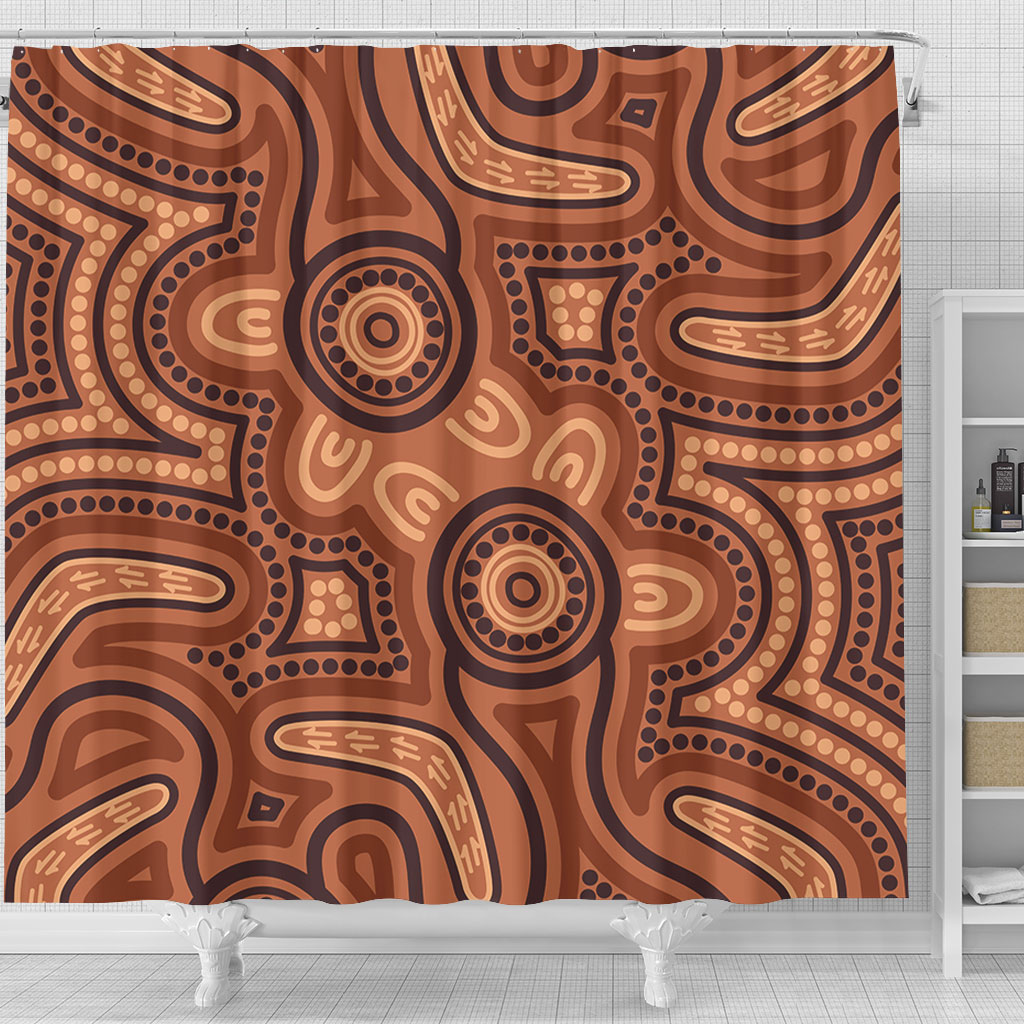 Australia Dot Painting Inspired Aboriginal Shower Curtain - Brown ...