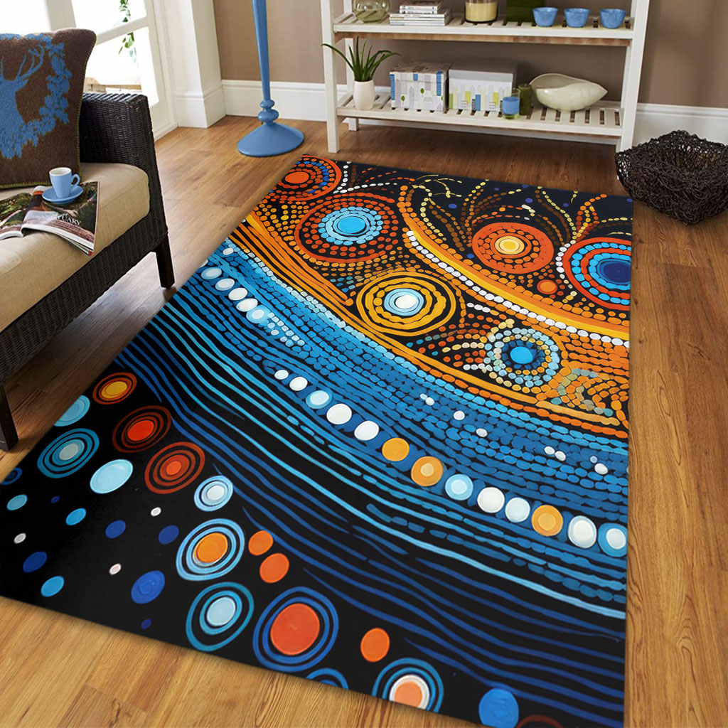 Australia Dreaming Aboriginal Area Rug - Aboriginal Dot Painting Art ...