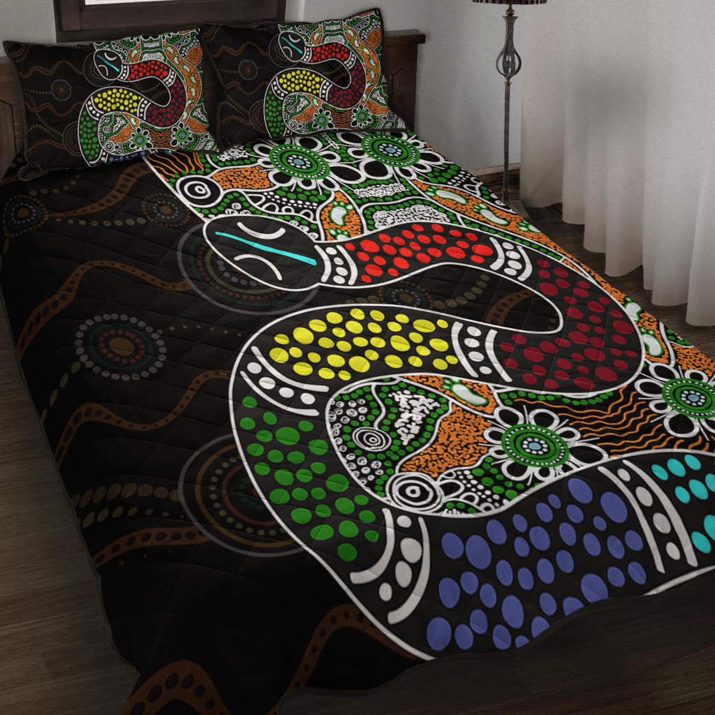 Australia Rainbow Serpent Aboriginal Quilt Bed Set - Dreamtime Rainbow ...