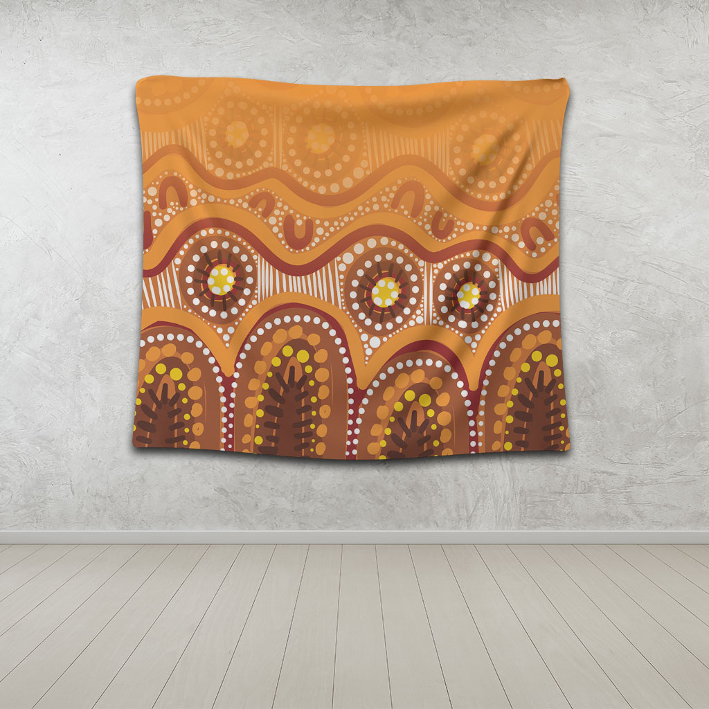 Australia Aboriginal Tapestry - Brown Aboriginal Dot Tapestry