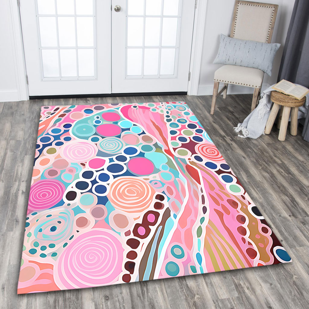 Australia Aboriginal Area Rug - Australian Aboriginal Art Vivid Pastel ...