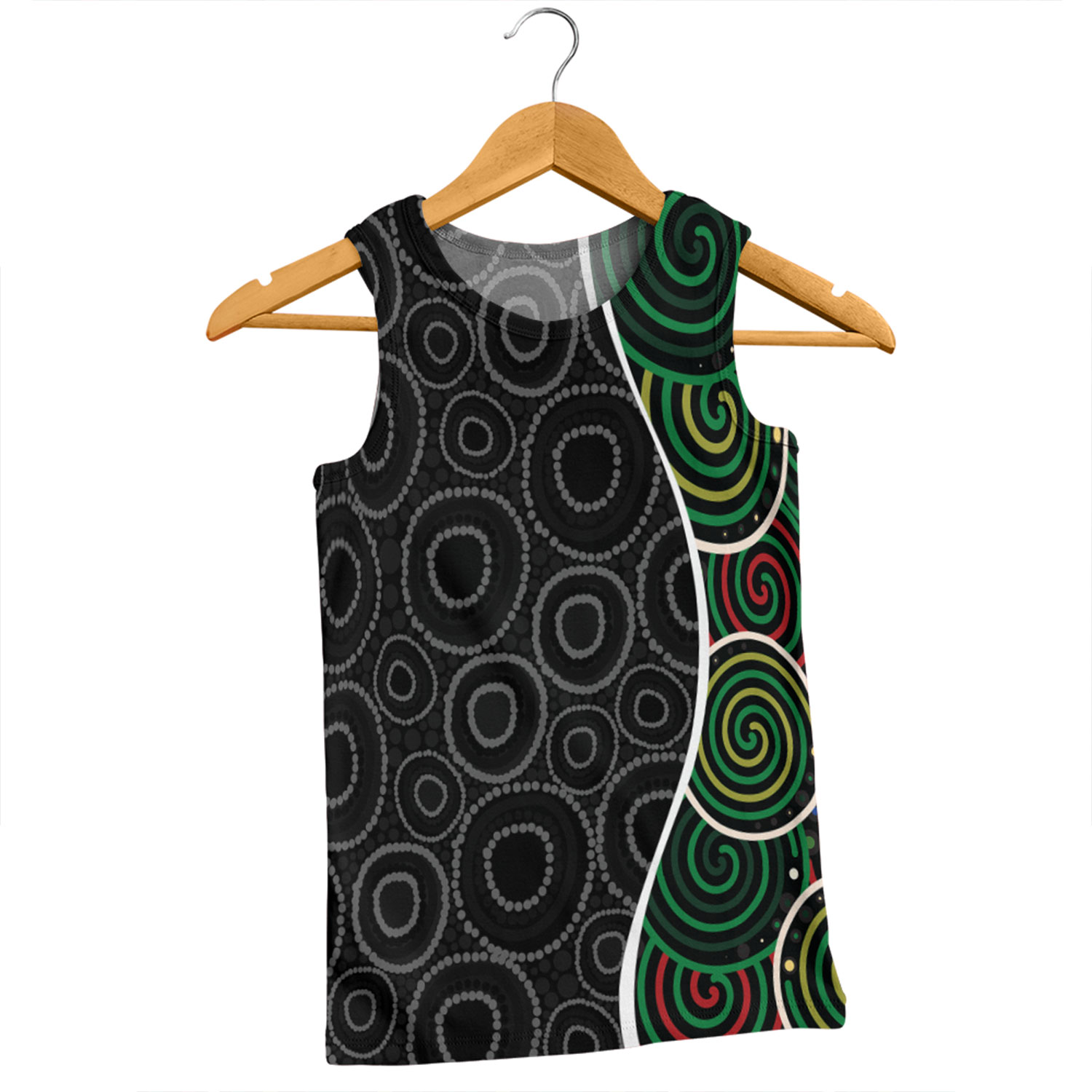 Australia Aboriginal Men Singlet - Green Dot Art Circle Pattern From ...