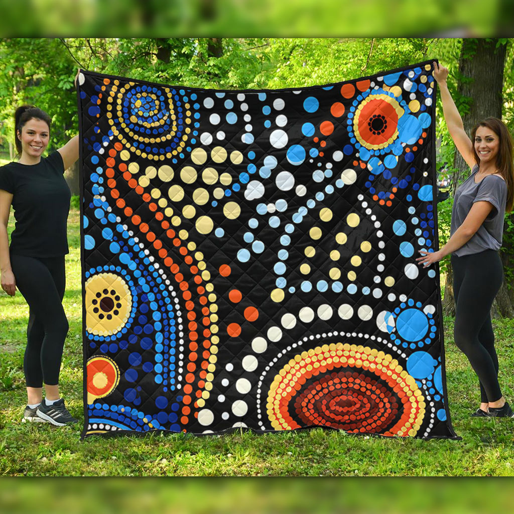 Australia Aboriginal Quilt - Aboriginal Dreamtime Art Pattern Quilt