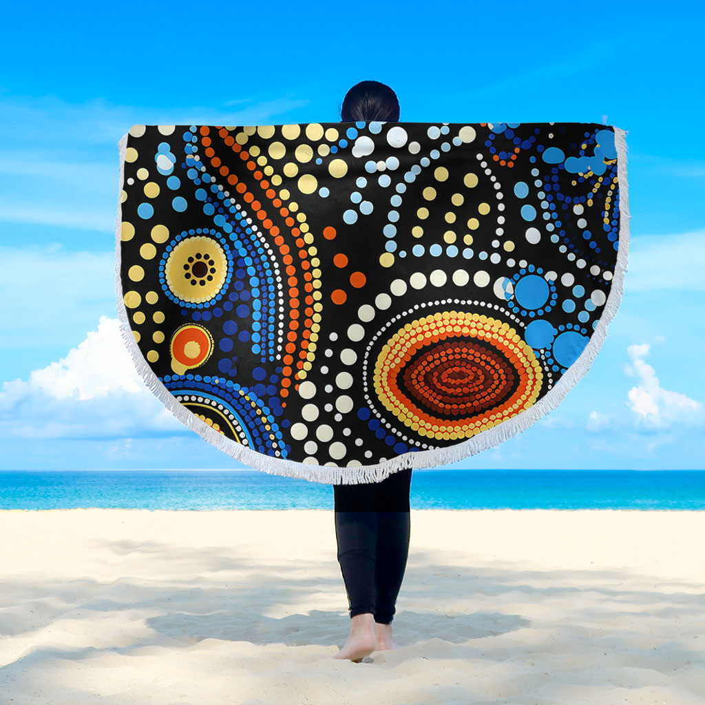 Australia Aboriginal Beach Blanket - Aboriginal Dreamtime Art Pattern ...