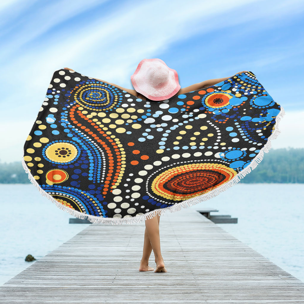 Australia Aboriginal Beach Blanket - Aboriginal Dreamtime Art Pattern ...