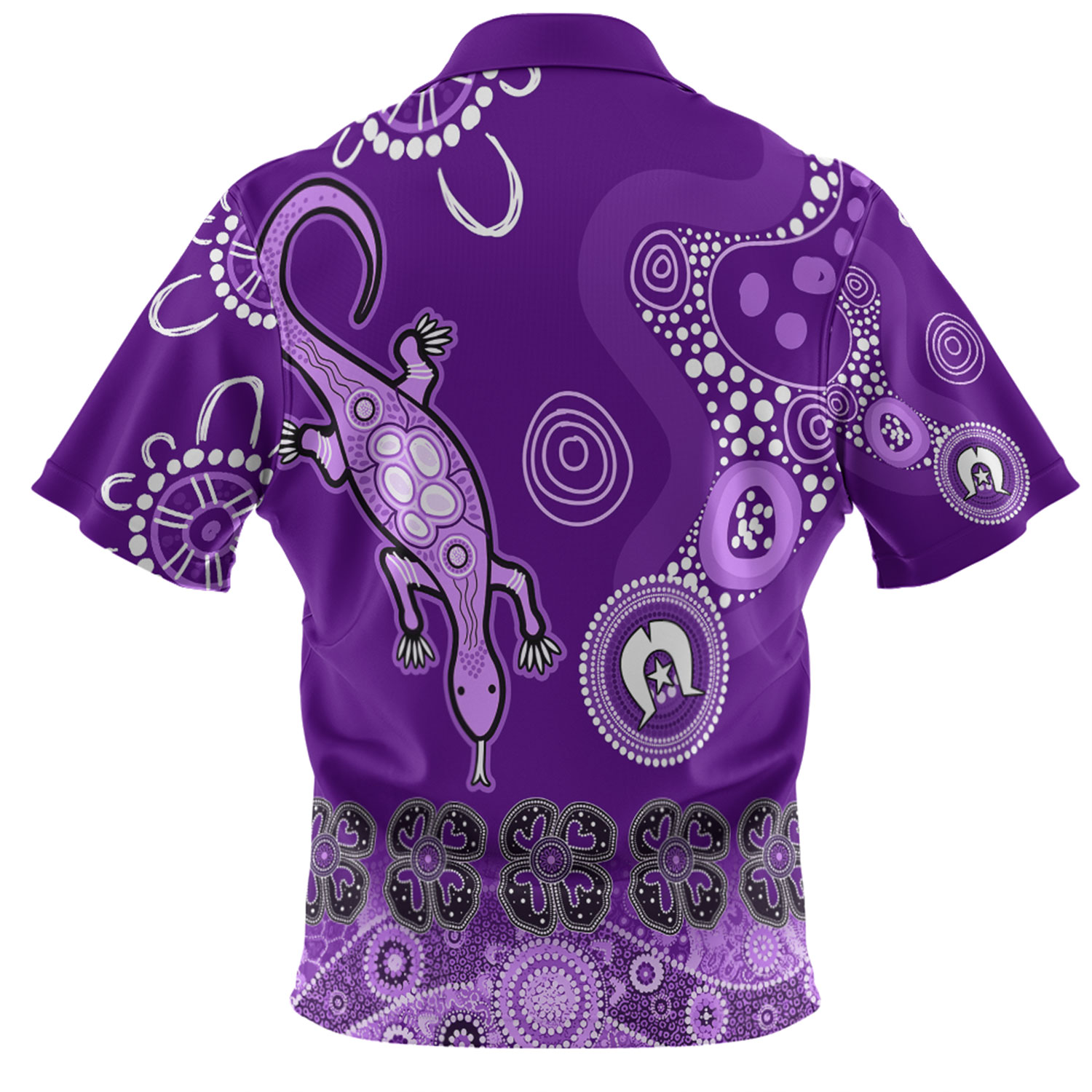 Australia Goanna Aboriginal Polo Shirt - Indigenous Dot Goanna (Purple ...