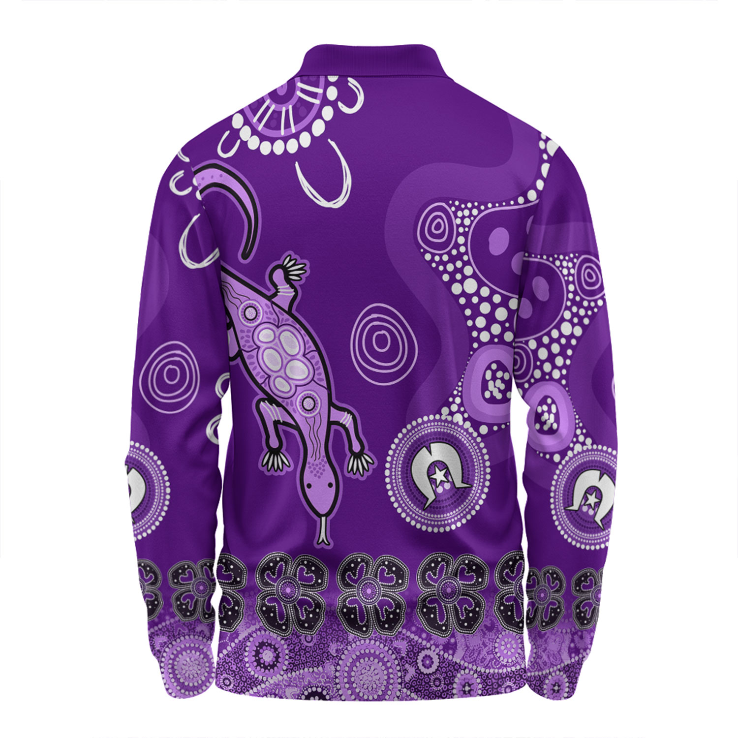 Australia Goanna Aboriginal Long Sleeve Polo Shirt - Indigenous Dot ...