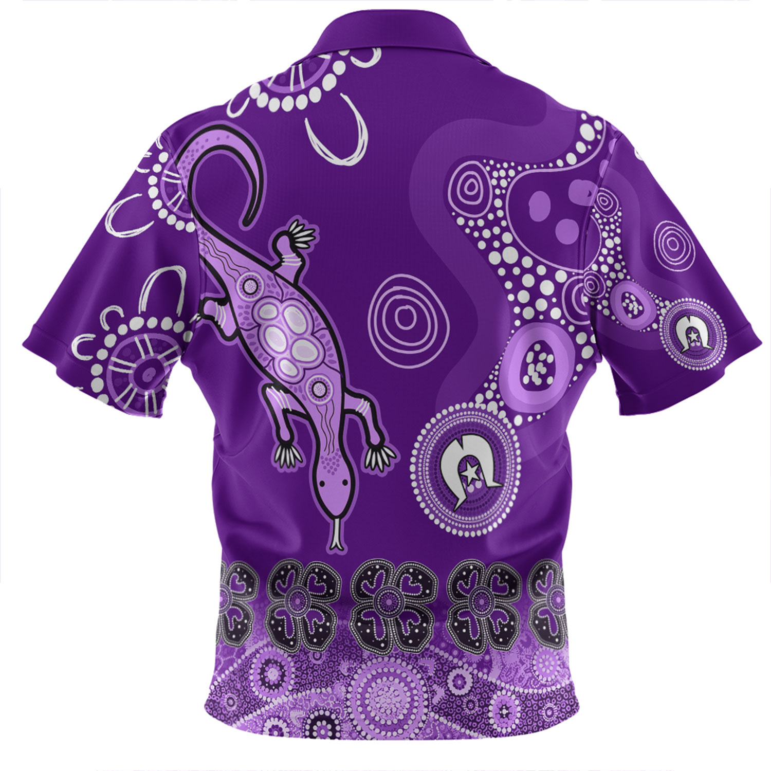 Australia Goanna Aboriginal Zip Polo Shirt - Indigenous Dot Goanna ...