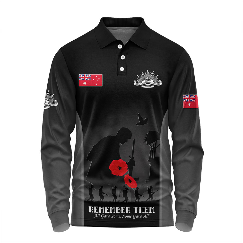 Australia Long Sleeve Polo Shirt - Anzac Day Australian Red Ensign ...