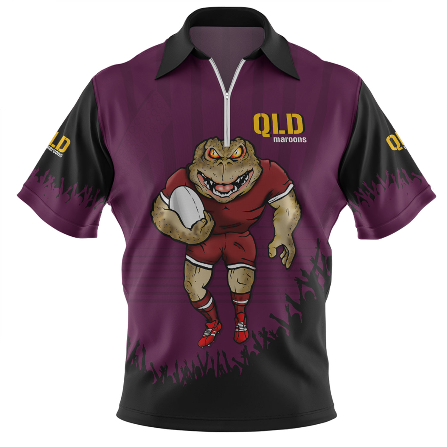 Queensland Maroons Zip Polo Shirt Custom State Of Origin 2024 Go Mighty ...