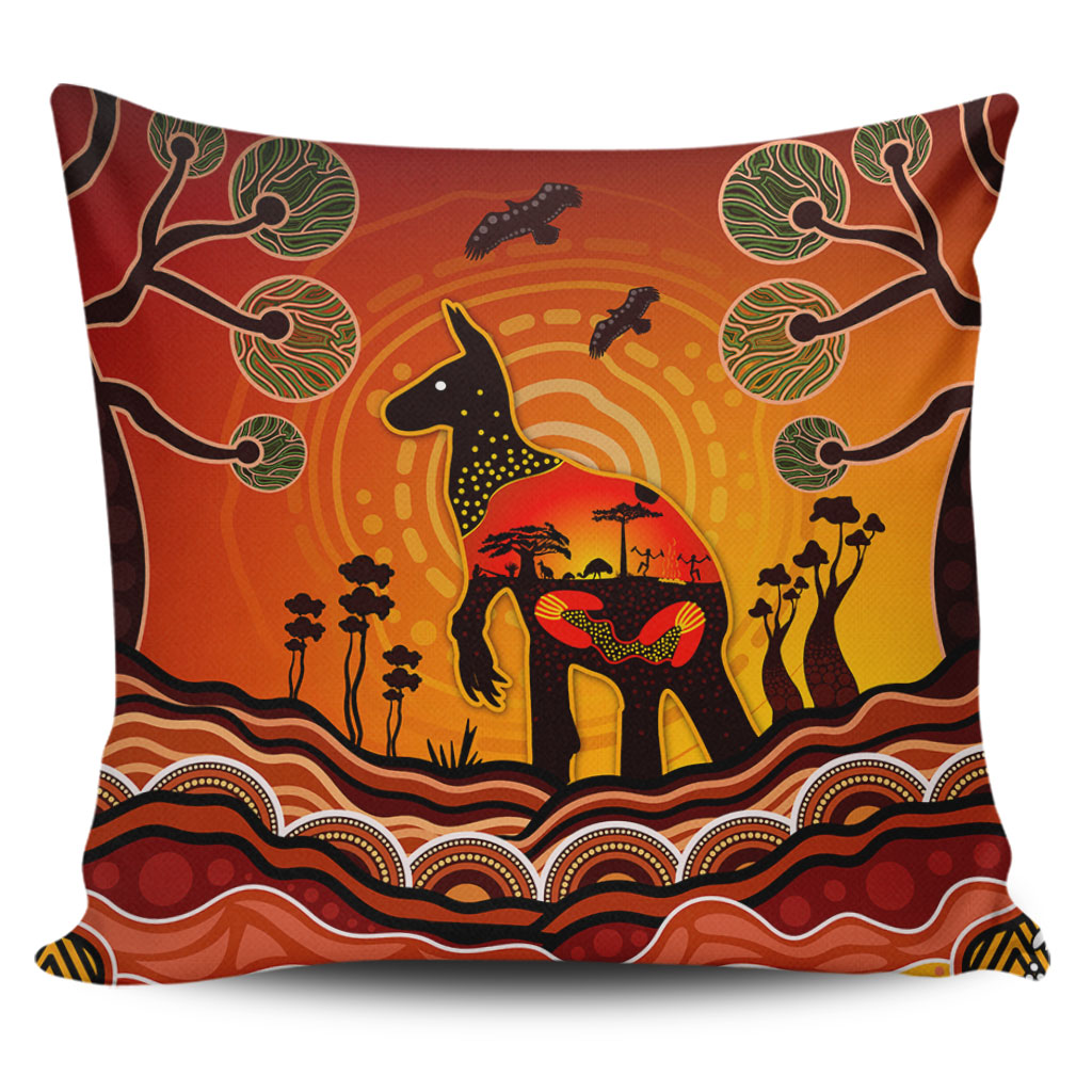 Australia Pillow Cases Aboriginal Indigenous Kangaroo With Dot Painting ...