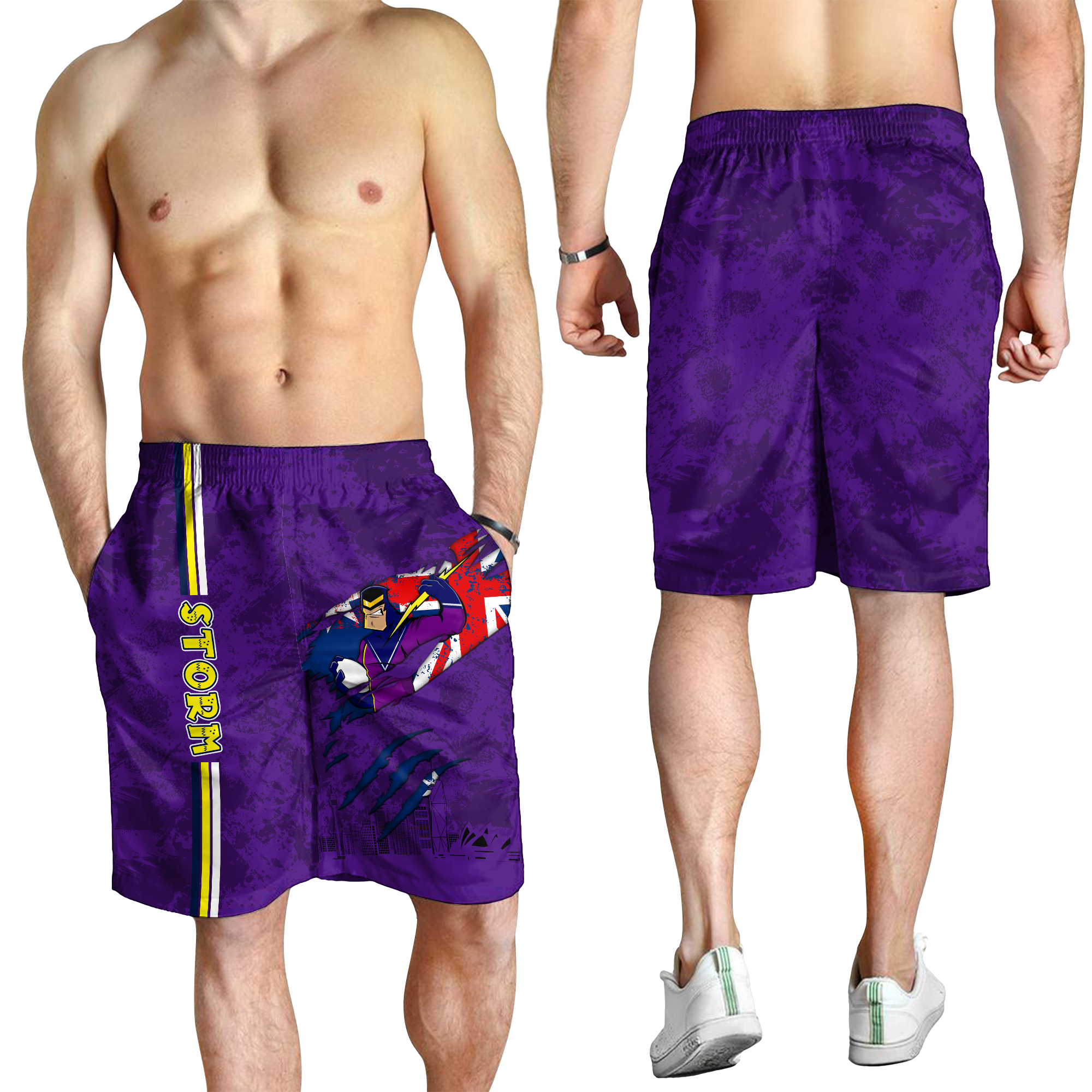 Melbourne Storm Men Short - Happy Australia Day Flag Scratch Style