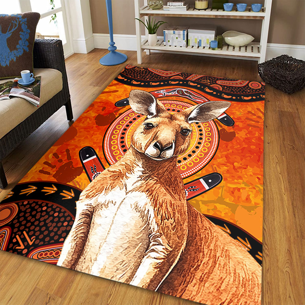 Indigenous Australian Aboriginal Area Rug Kangaroo Spirit Dreaming