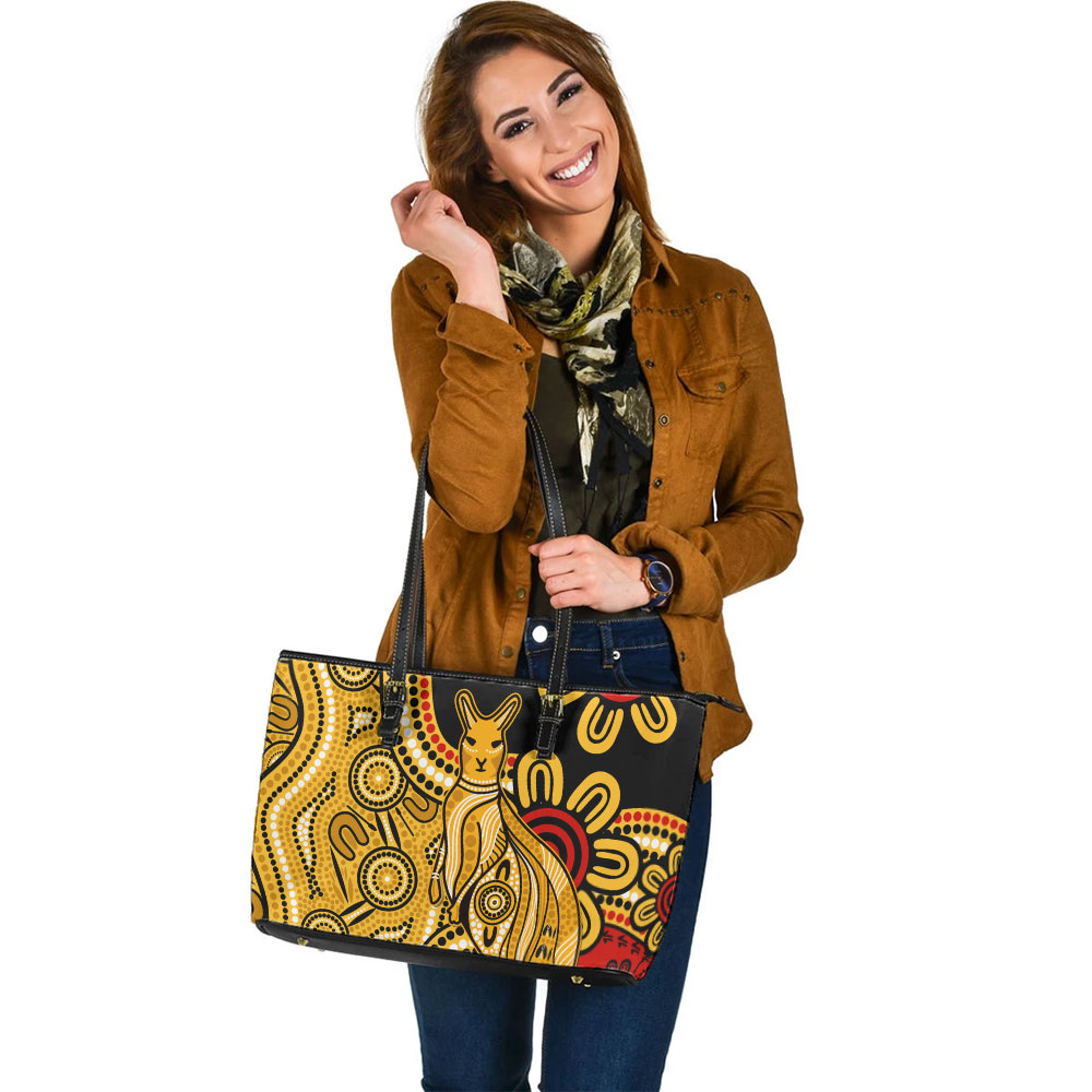 Indigenous Australian Aboriginal Leather Tote Bag Aboriginal Kangaroo ...