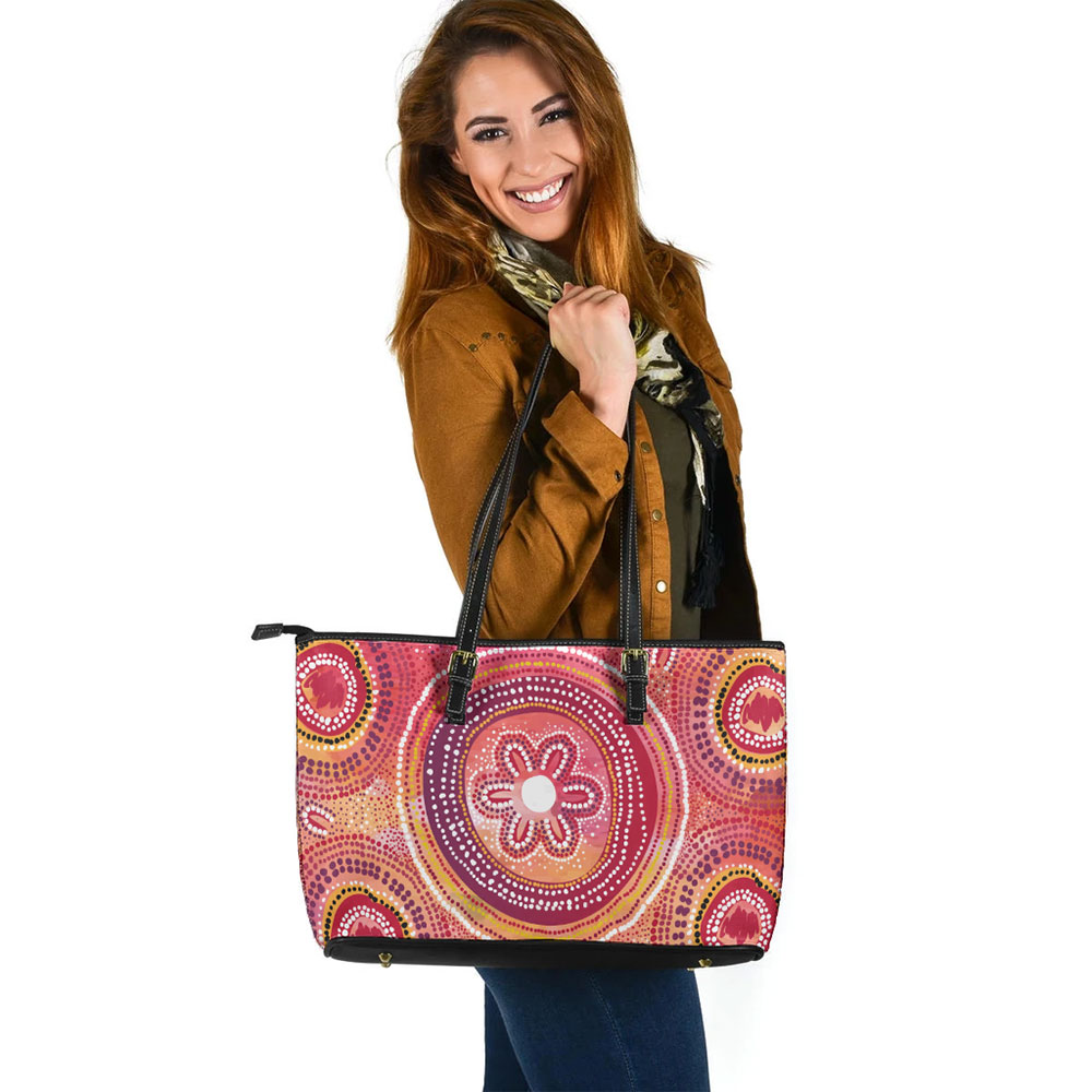 Indigenous Australian Aboriginal Leather Tote Bag Aboriginal Pink ...