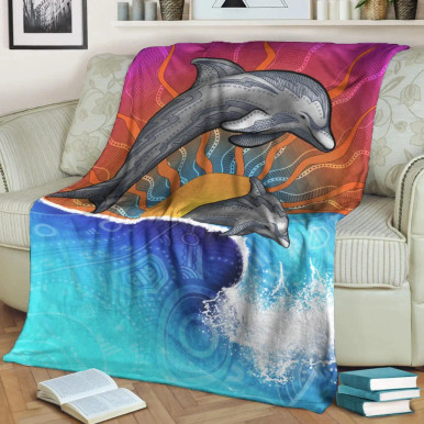 Australia Aboriginal Inspired Blanket - Indigenous Dolphin