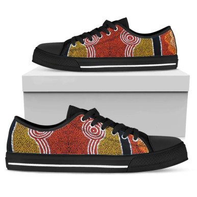Australia Low Top Canvas Shoes - Aboriginal Dot Style