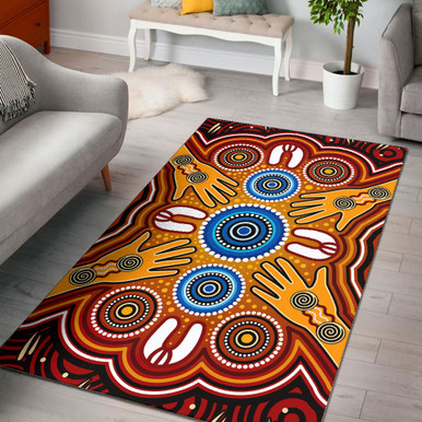 Australia Aboriginal Area Rug - Aboriginal dot art painting Meeting and ...