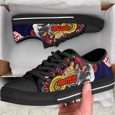 Sydney Roosters Low Top Shoes - Angry Rooster with Aboriginal Inspired ...