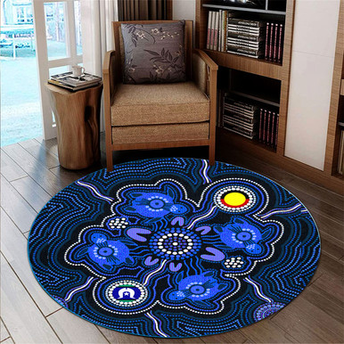 Australia Aboriginal Inspired Round Rug - Indigenous Turtles Dot Art ...