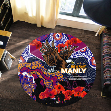 Manly Warringah Sea Eagles Anzac Round Rug - Lest We Forget Aboriginal ...