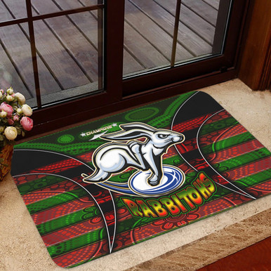 South Sydney Rabbitohs Door Mat - Rabbit Aboriginal Inspired Style Pattern