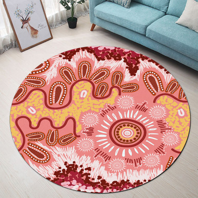 Australia Aboriginal Inspired Round Rug - Aboriginal Inspired Pattern ...