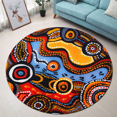 Australia Aboriginal Inspired Round Rug - Indigenous Art Aboriginal ...