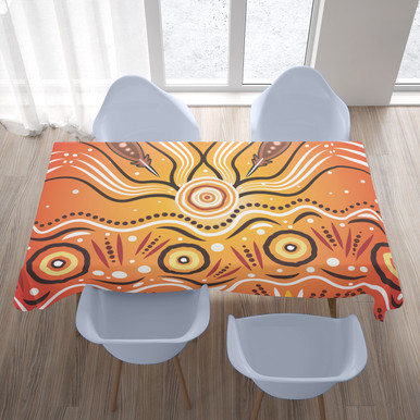 Australia Aboriginal Inspired Tablecloth - Aboriginal Style Of Dot Artwork