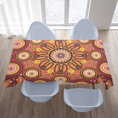 Australia Aboriginal Inspired Tablecloth - Aboriginal Art Dot Painting 02