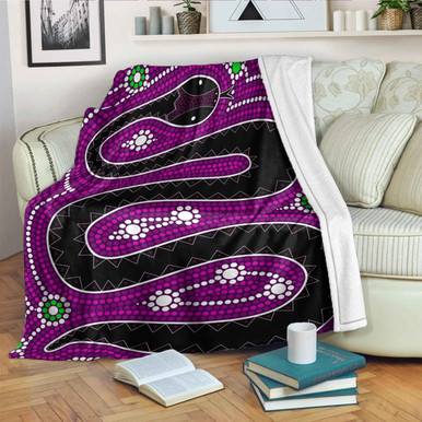 Australia Aboriginal Inspired Blanket - Aboriginal Dreamtime Snake