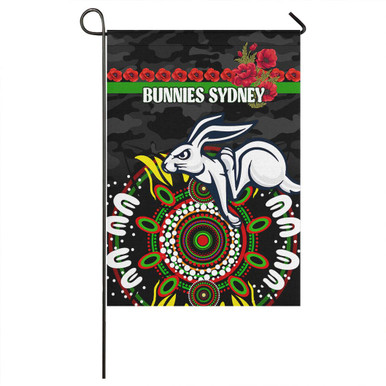 South Sydney Rabbitohs Flag - Poppies Rabbits and Aboriginal Inspired Flag