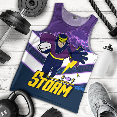 Melbourne Storm Men's Tank Top - Melbourne Storm Mascot With Australia Flag
