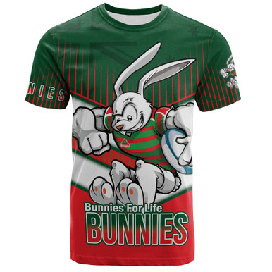 South Sydney Rabbitohs T-Shirt - Bunnies Mascot With Australia Flag