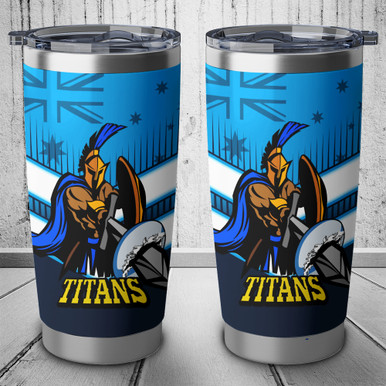 Gold Coast Titans Tumbler - Gold Coast Titans Mascot With Australia Flag