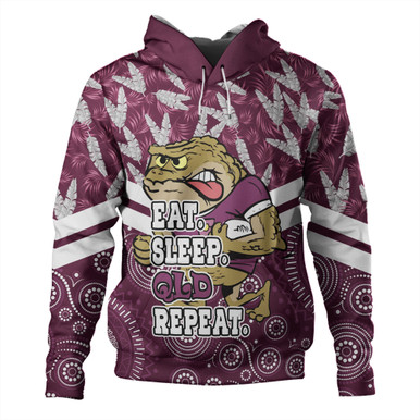 Queensland Sport Hoodie - Tropical Patterns And Dot Painting Eat Sleep ...