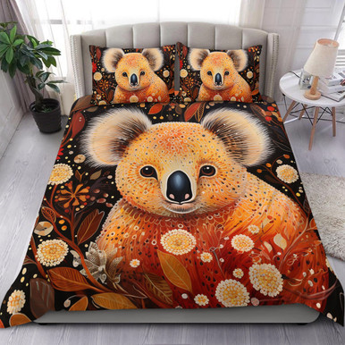 Australia Koala Custom Bedding Set - Aboriginal Koala With Golden ...