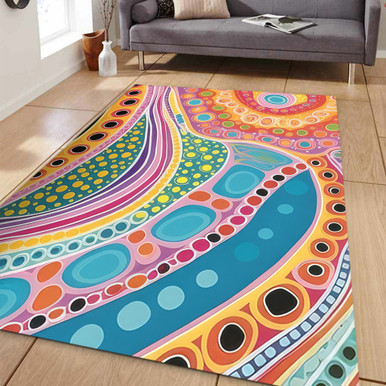 Australia Aboriginal Area Rug - Aboriginal Colourful Dots Art Inspired ...