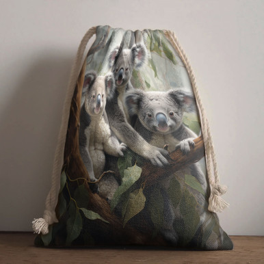 Australia Koala Drawstring Bag - Three Koalas with Gum Trees Ver2 ...