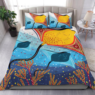 Australia Aboriginal Bedding Set - Stingray Aboriginal Art Bedding Set