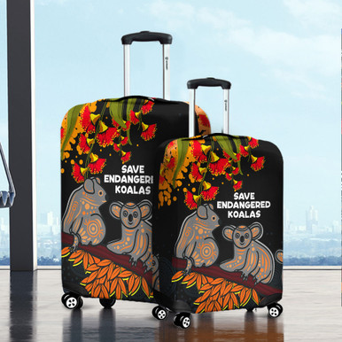 Australia Koala Luggage Cover - Aboriginal Save Endangered Koalas Red ...