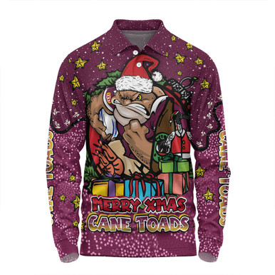 Queensland Cane Toads Christmas Custom Long Sleeve Polo Shirt - Merry ...