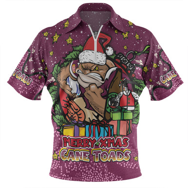 Queensland Cane Toads Christmas Custom Zip Polo Shirt - Merry Christmas ...