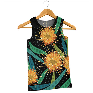 Australia Flowers Aboriginal Men Singlet - Australian Yellow Hakea ...