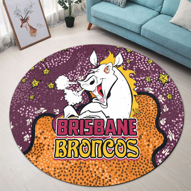 Brisbane Broncos Custom Round Rug - Team With Dot And Star Patterns For ...