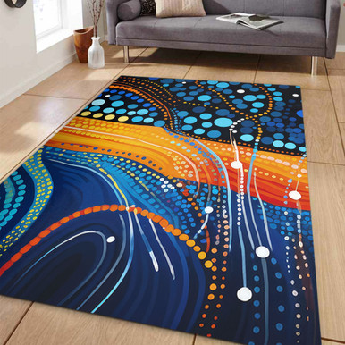 Australia Dreaming Aboriginal Area Rug - Colorful Aboriginal With ...