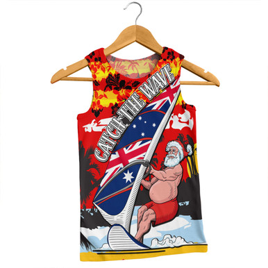 Australia Surfing Christmas Men Singlet - Tropical Santa Catch The Wave ...