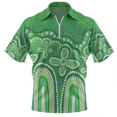 Australia Aboriginal Zip Polo Shirt - Dot painting illustration in ...